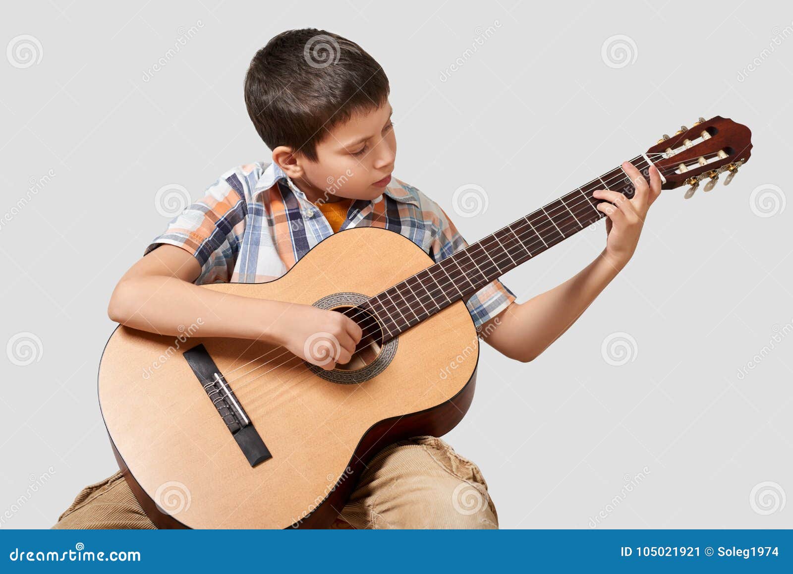 Boy is Playing the Acoustic Guitar Stock Image - Image of teach, people ...