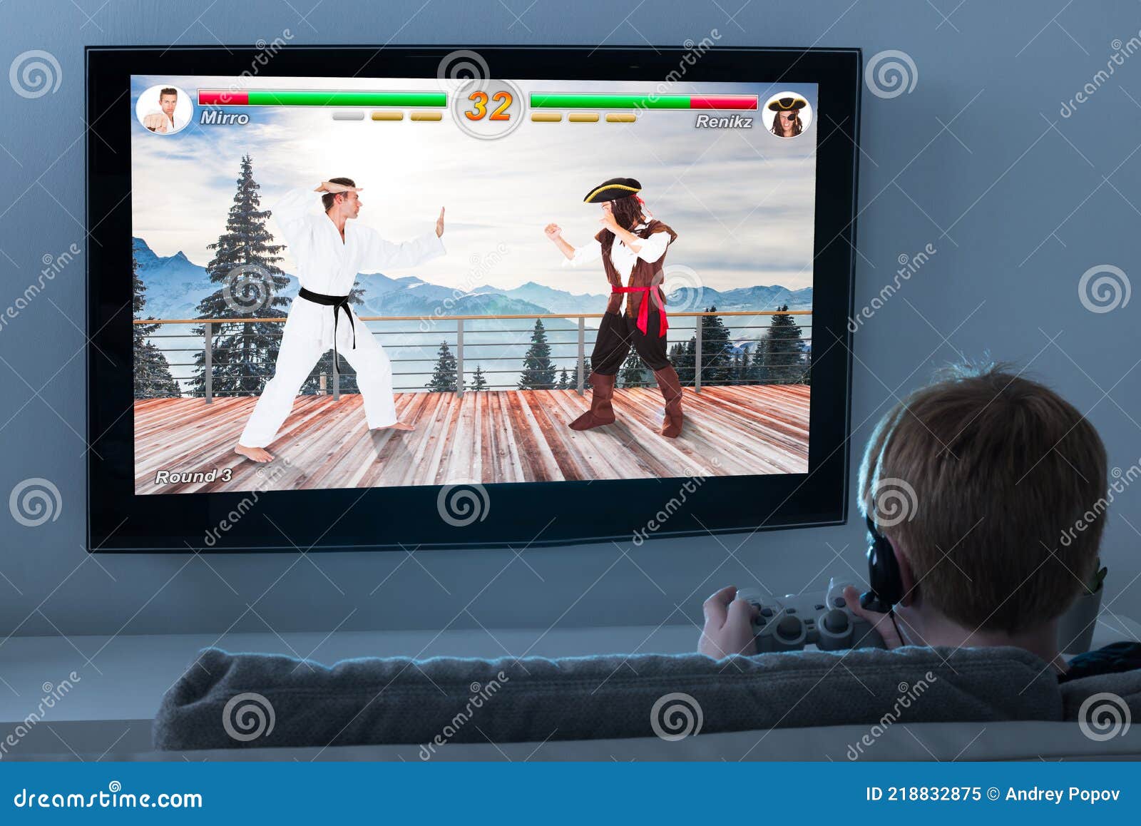Person Playing Videogame on Television Stock Image - Image of game ...