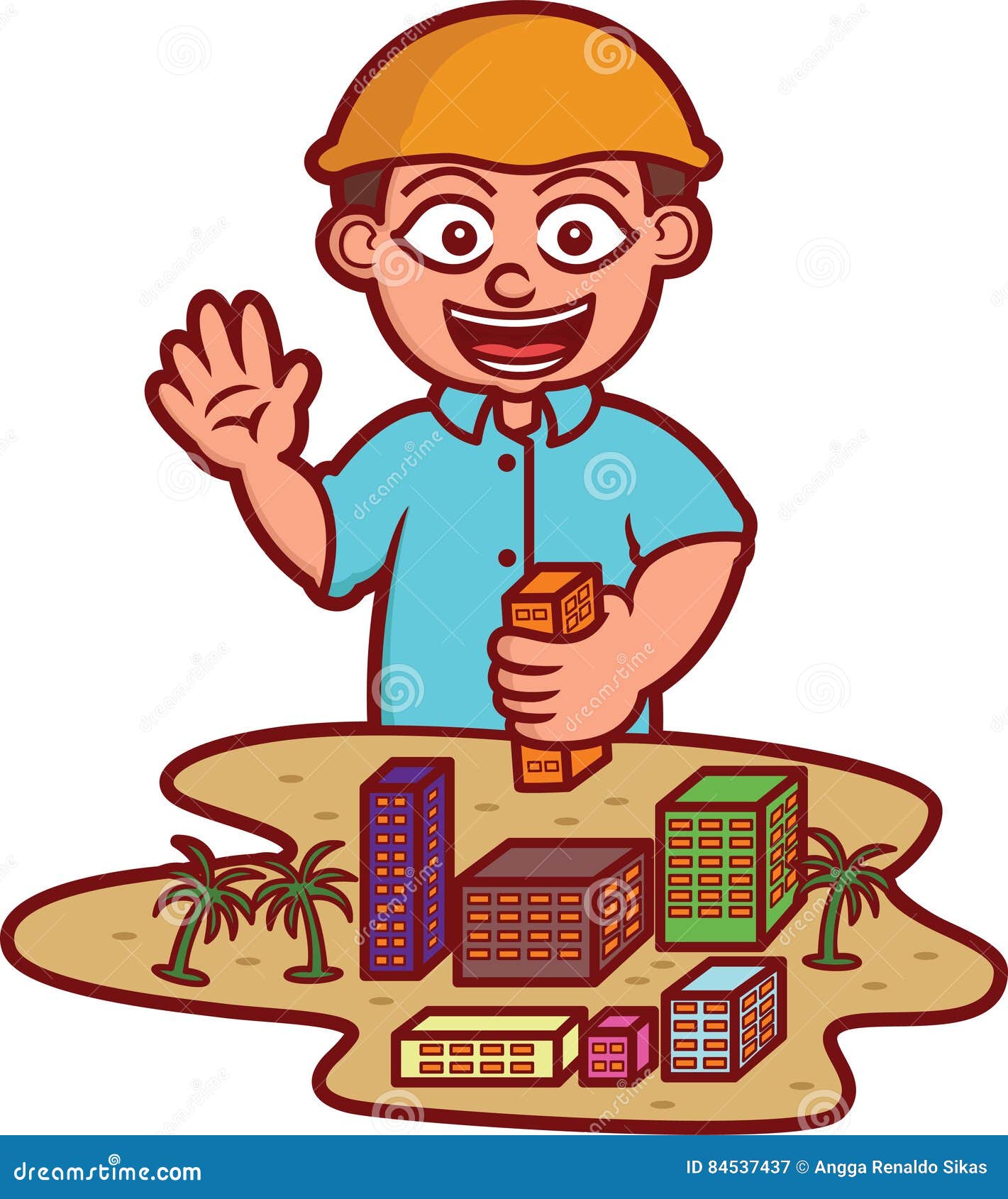 Boy Playing As Architect with Building Miniatures Cartoon Stock Vector ... Boy Playing As Architect with Building Miniatures Cartoon Stock Vector ...