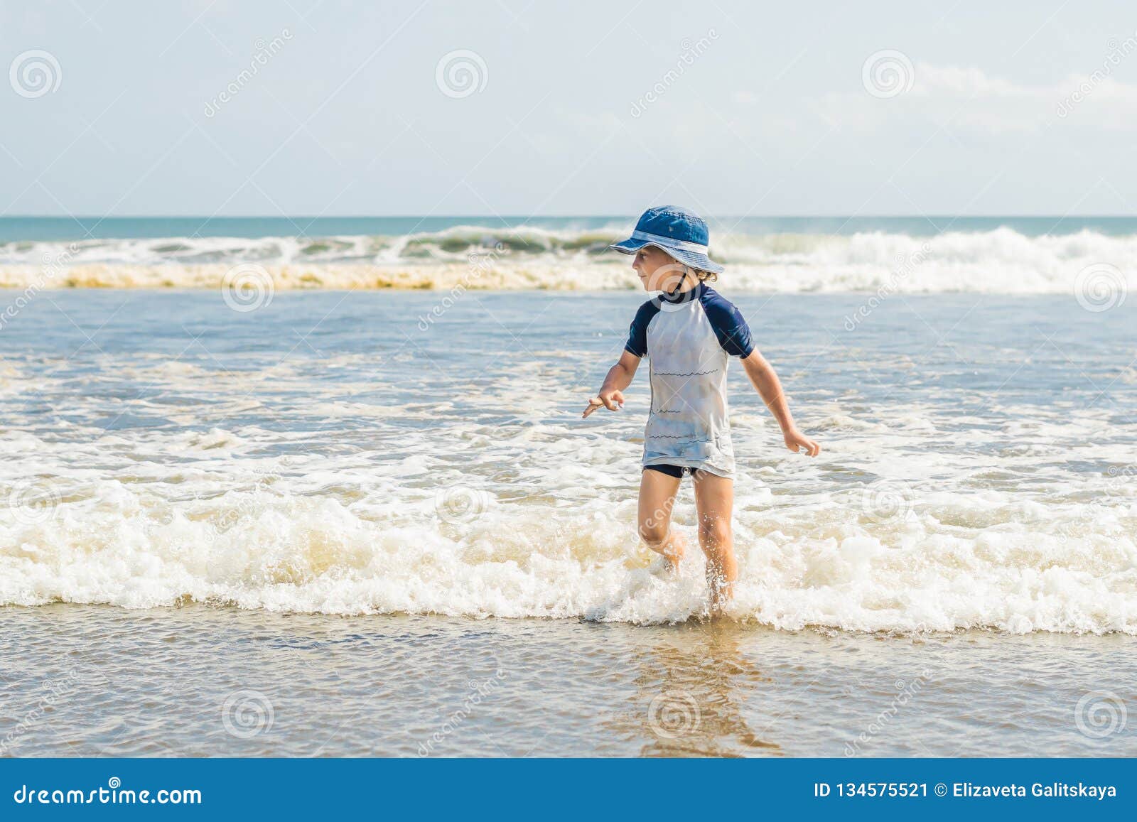 Boy Playing on the Beach in the Water Stock Image - Image of nature ...