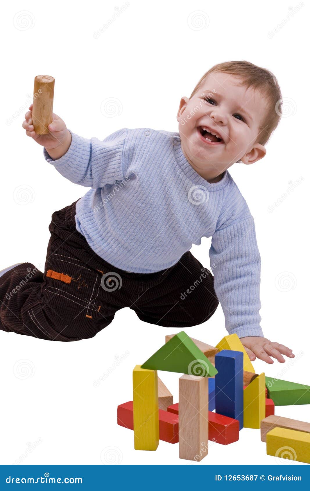 Boy playing with blocks stock image. Image of playing - 12653687