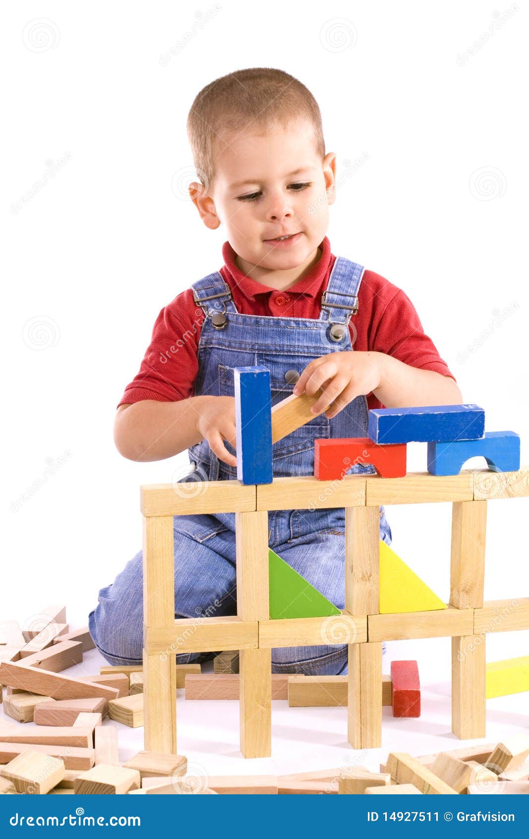 Boy playing with blocks stock image. Image of wood, little - 14927511