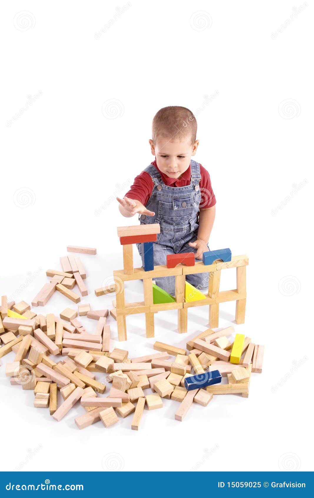 Boy playing with blocks stock image. Image of child, residential - 15059025