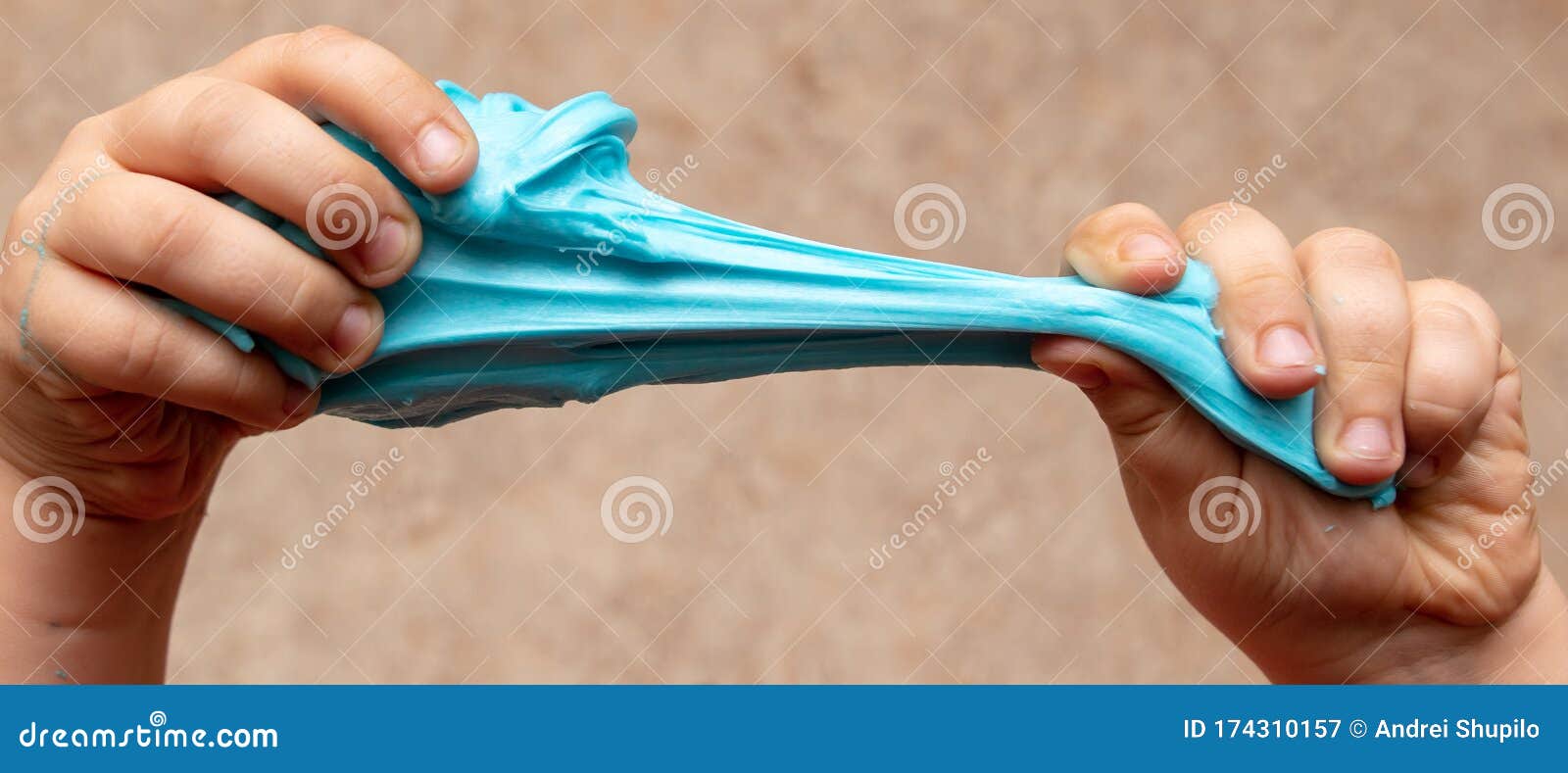 The Boy is Playing with a Blue Slime Stock Image - Image of woman ...
