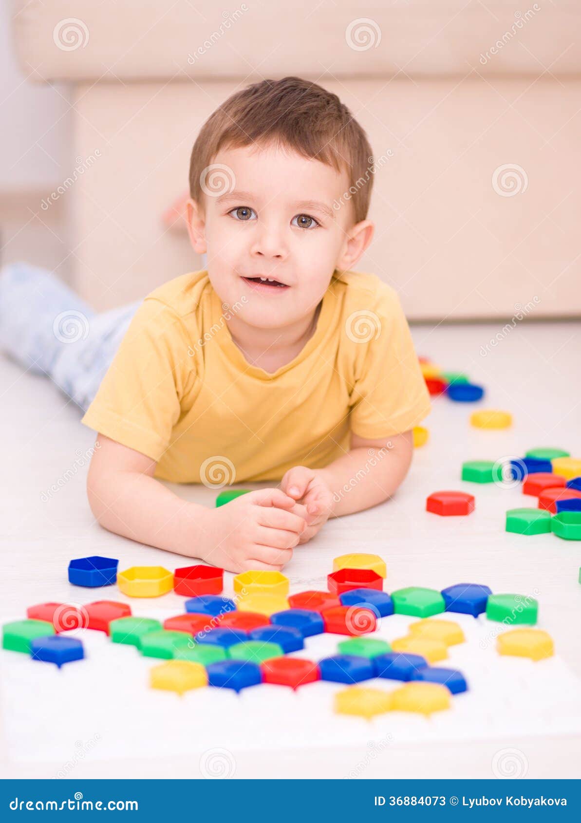 Boy is Playing with Building Blocks Stock Image - Image of caucasian ...