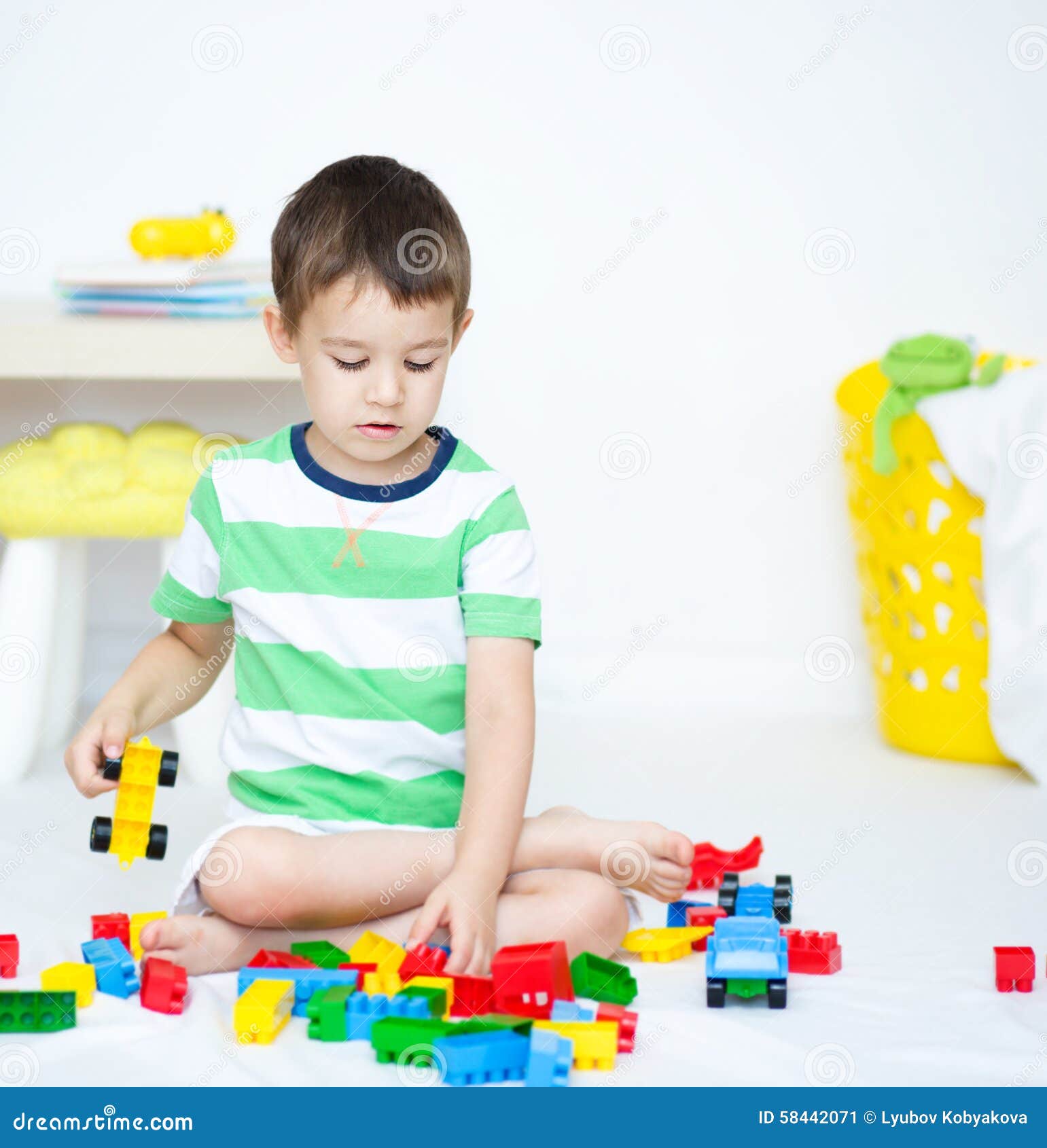Boy is Playing with Building Blocks Stock Image - Image of preschool ...