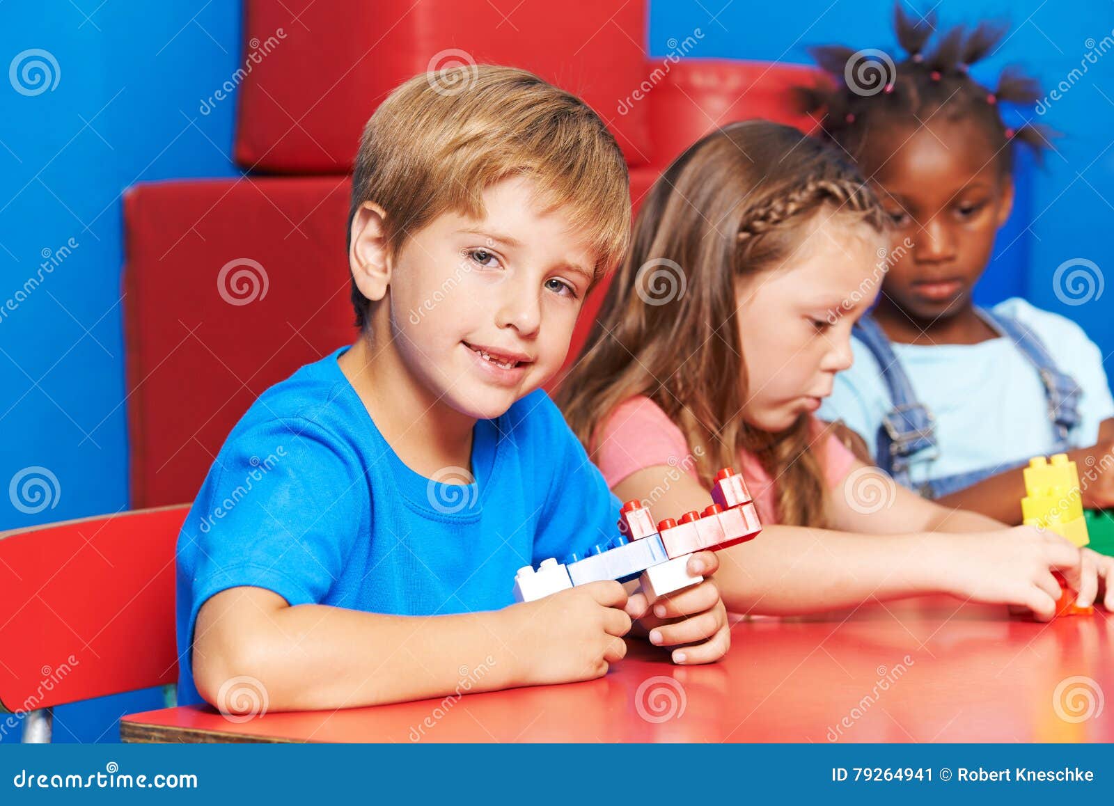 Boy Playing with Building Bricks Stock Image - Image of pedagogy, kids ...
