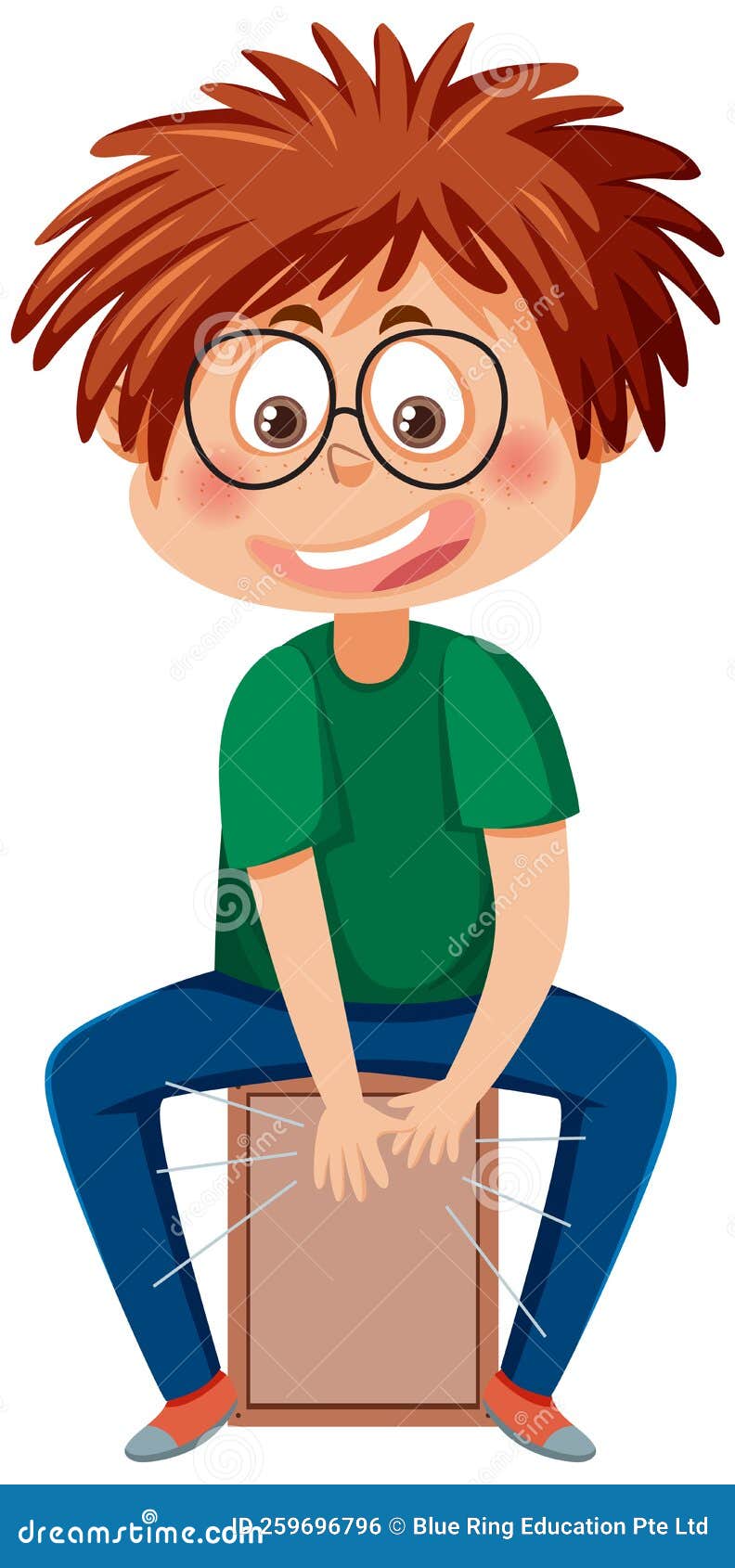 A boy playing cajon box stock vector. Illustration of instrument ...
