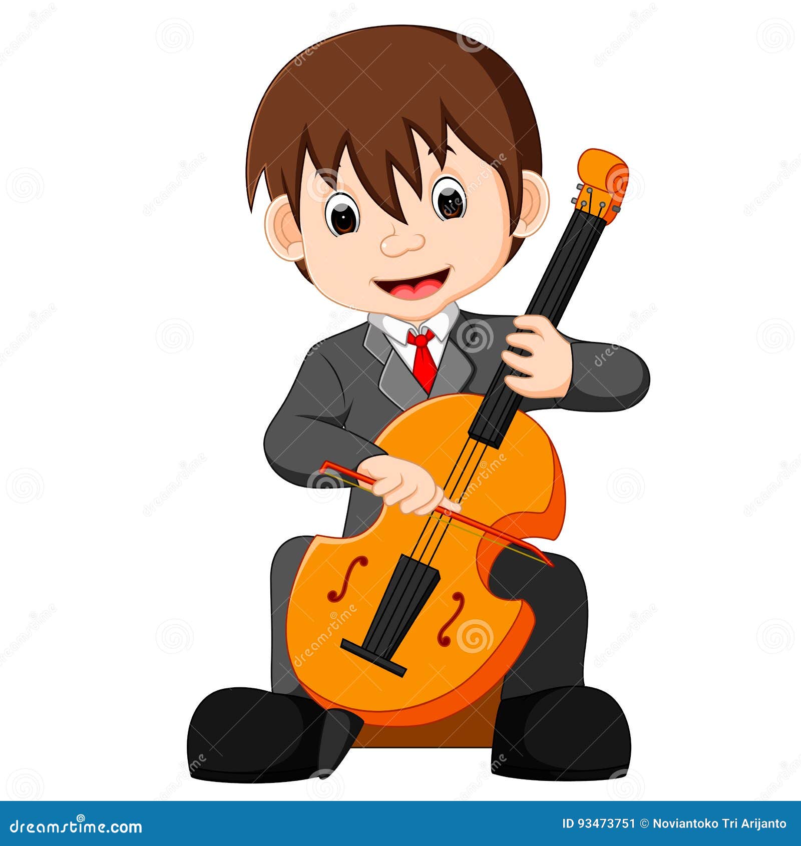 Boy playing cello cartoon stock vector. Illustration of melody - 93473751