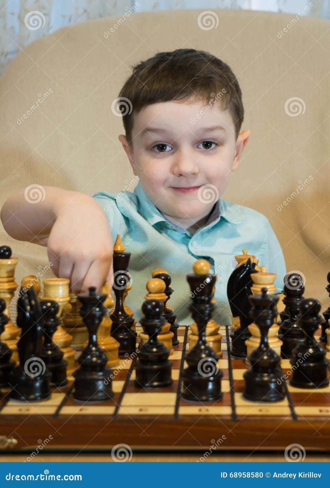 Boy playing chess stock photo. Image of childhood, intelligence - 68958580