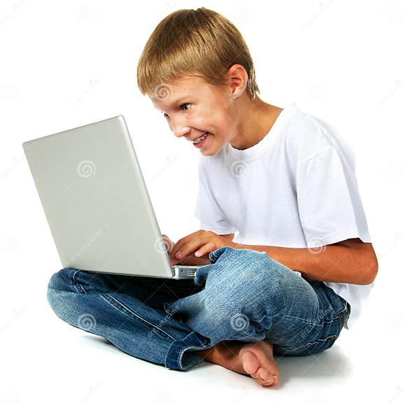 Boy playing computer game stock image. Image of happy - 11438317