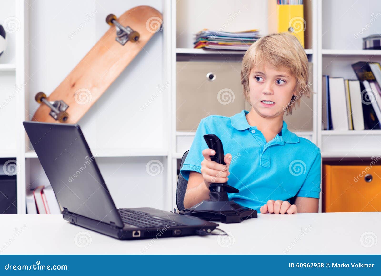 Boy is Playing Computer Game Stock Photo - Image of laptop, education ...