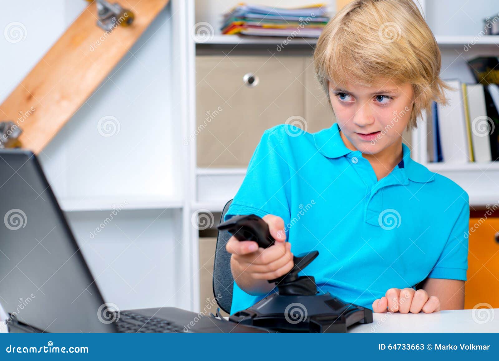 Boy is Playing Computer Game Stock Image - Image of playing, joystick ...
