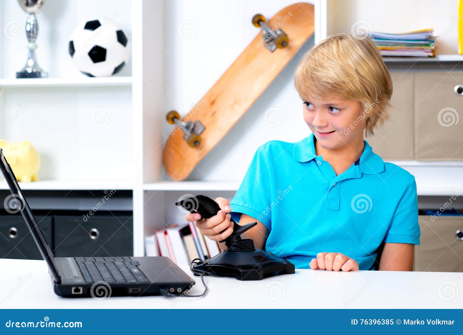 Boy is Playing Computer Game Stock Image - Image of joystick, child ...
