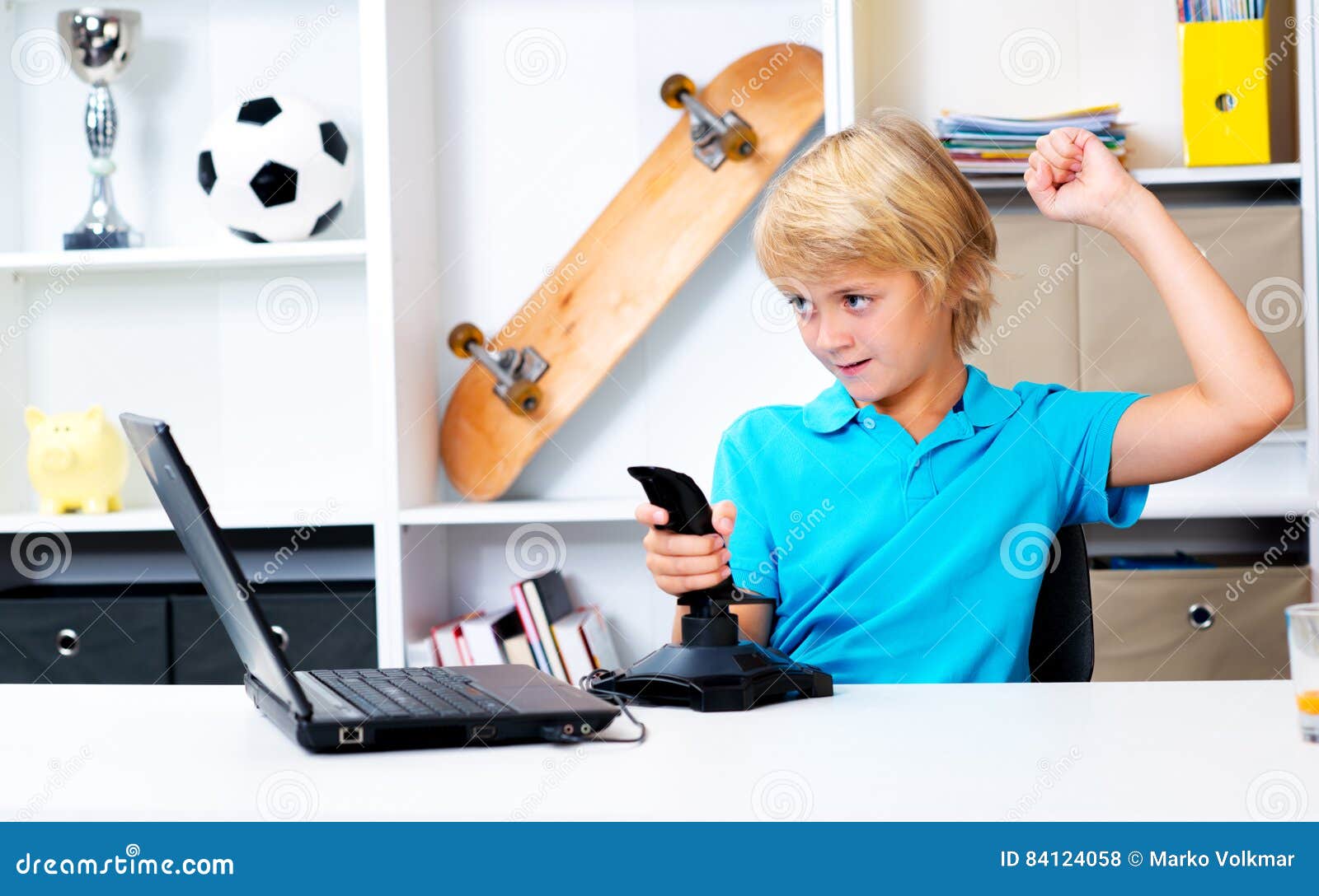 Boy is Playing Computer Game Stock Photo - Image of communication, game ...