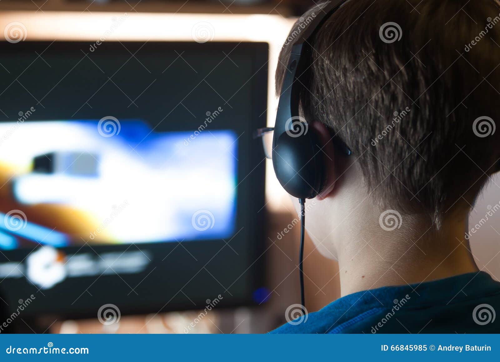 Boy is Playing a Computer Game Stock Image - Image of room, young: 66845985