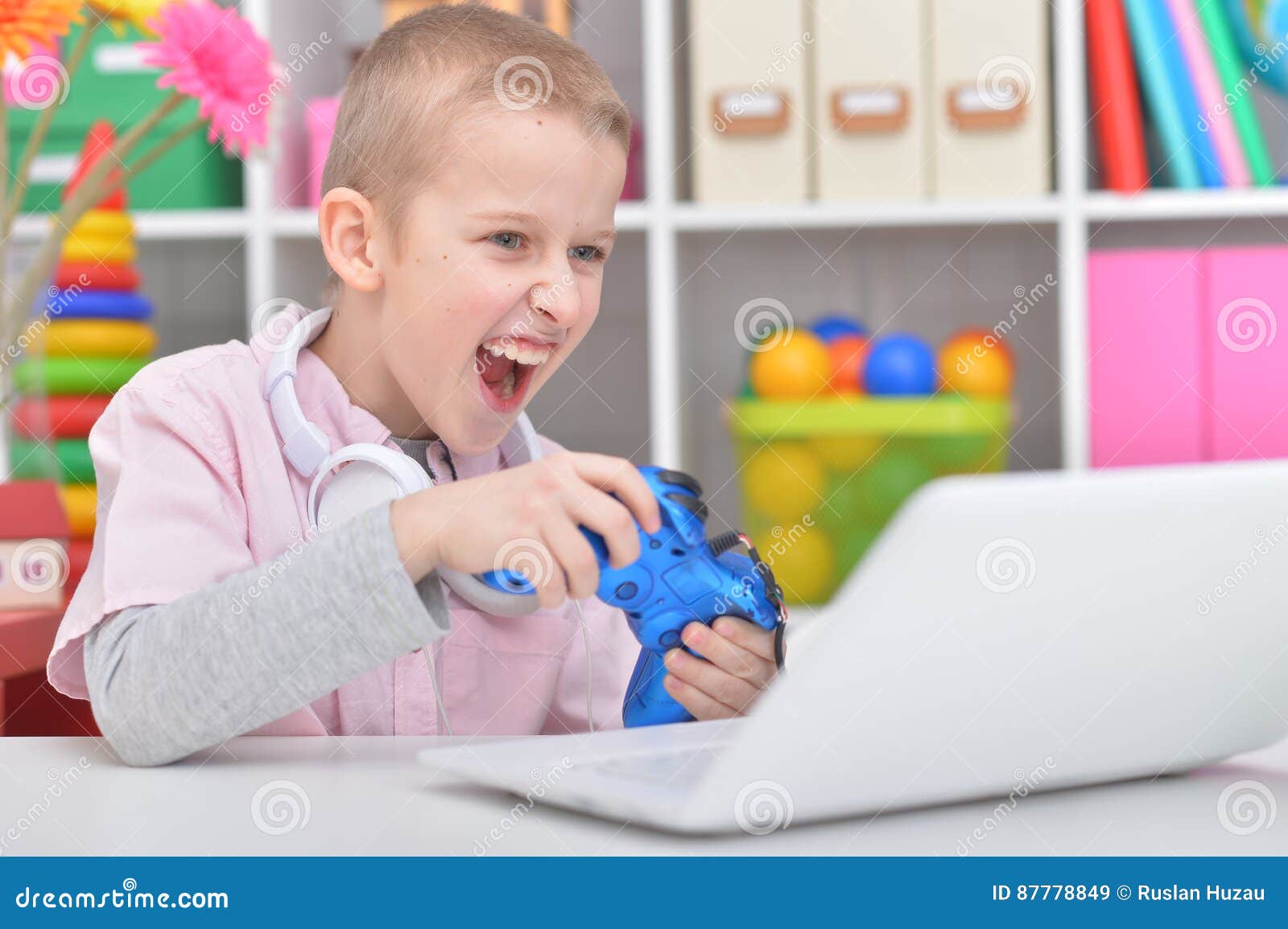 Boy Playing a Computer Game Stock Image - Image of play, excited: 87778849