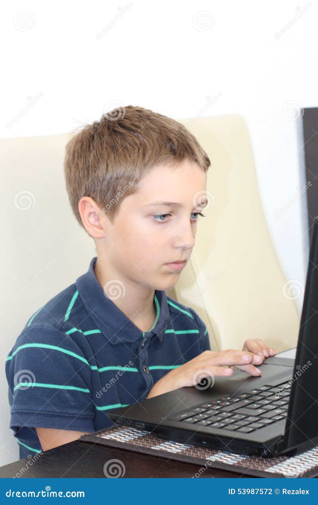 Boy is Playing the Computer Stock Photo - Image of message, computer ...
