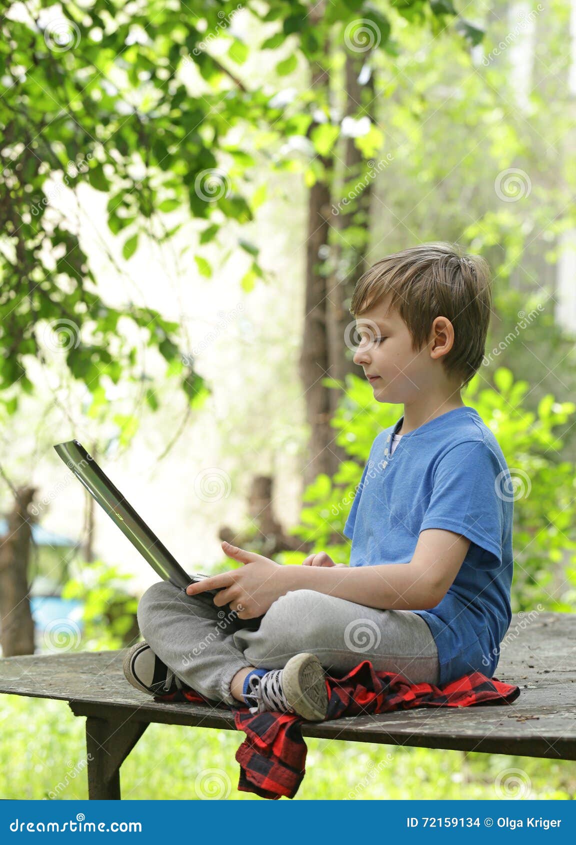 Boy Playing on the Computer (laptop) Stock Photo - Image of computer ...