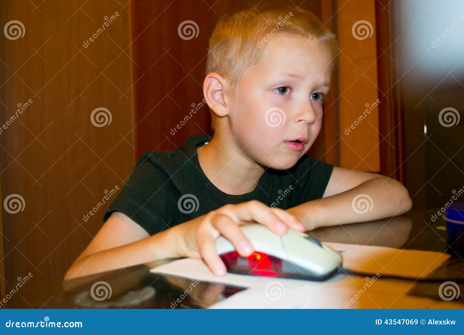 Boy Playing on the Computer Stock Image - Image of disbelief ...