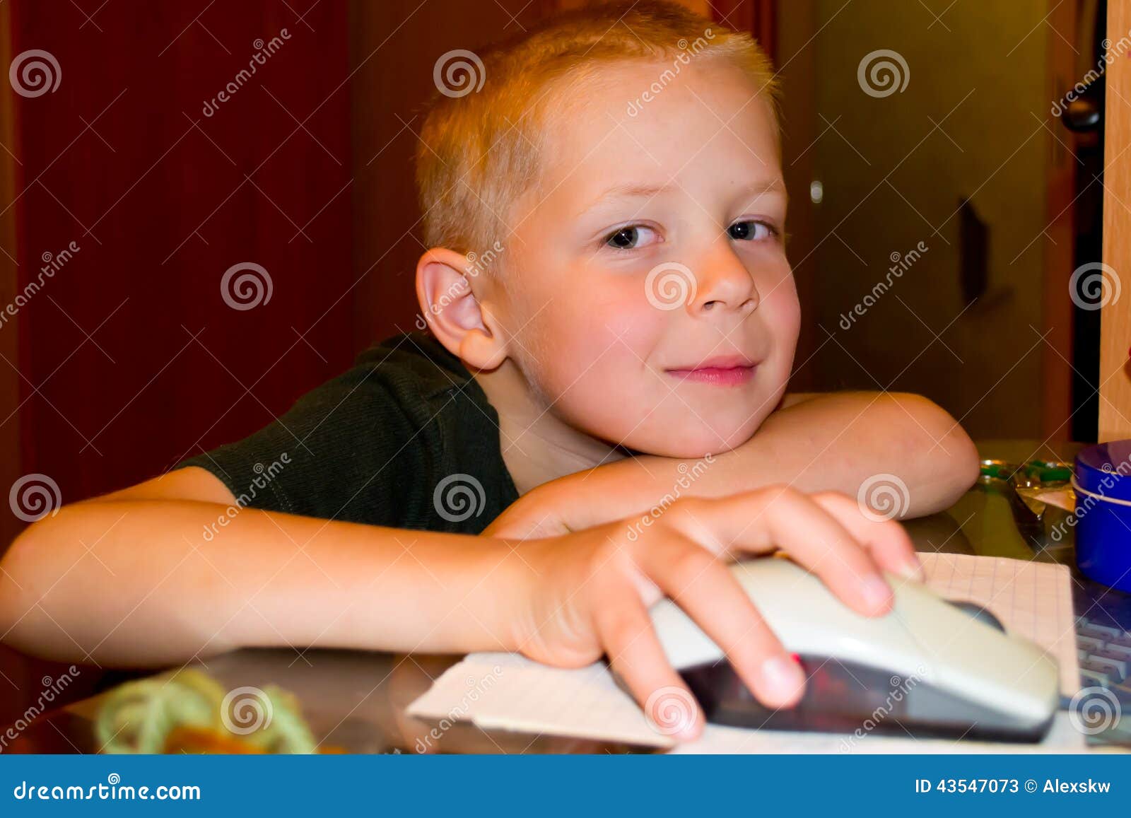 Boy Playing on the Computer Stock Image - Image of control, cheerful ...