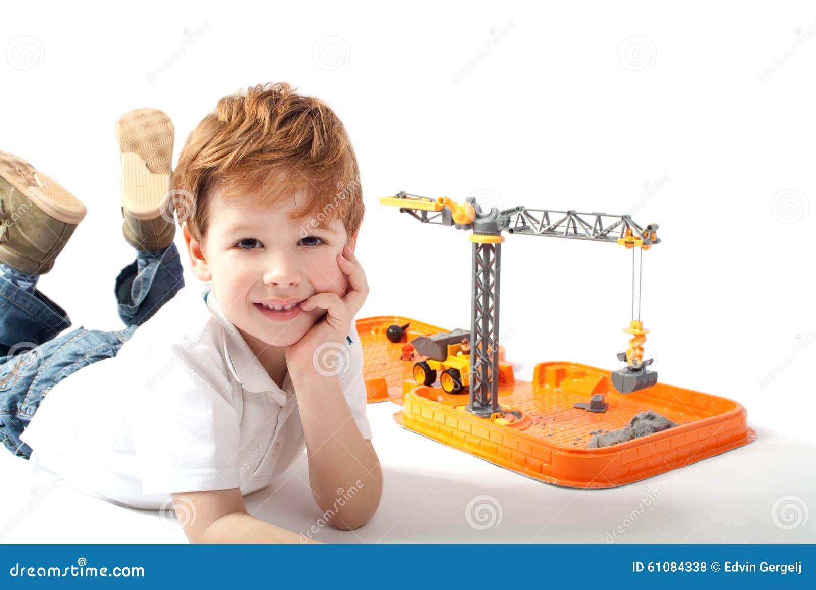 Boy Playing with Construction Toys Stock Photo - Image of cute, casual ...