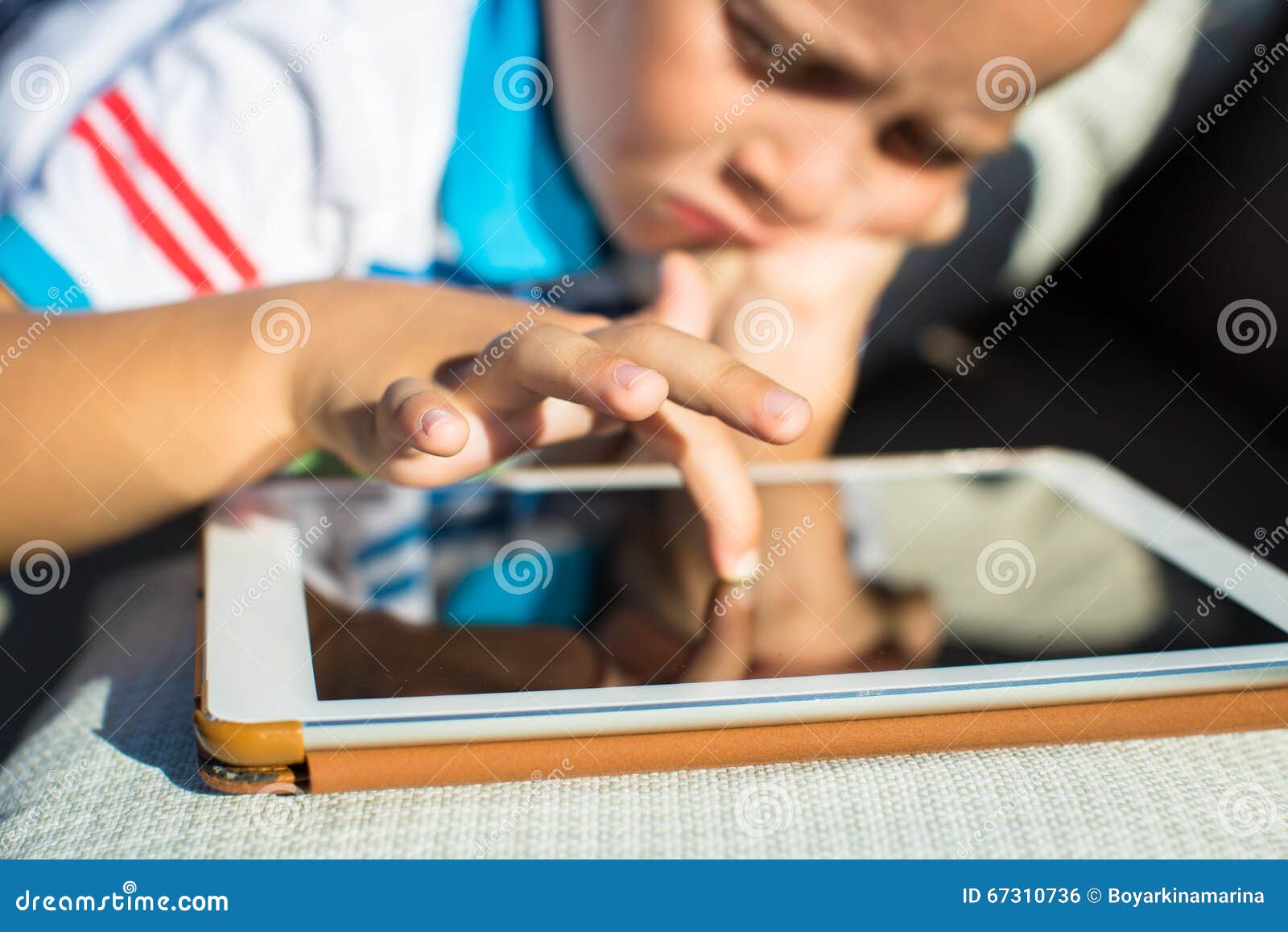 Boy Playing with Digital Tablet Stock Photo - Image of children, child ...
