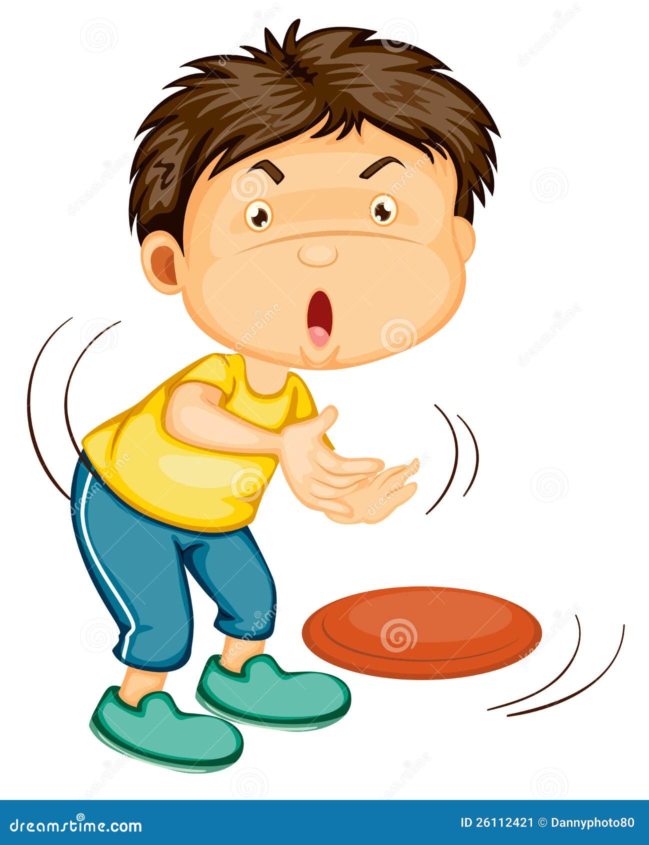 A boy playing disc stock vector. Illustration of catch - 26112421