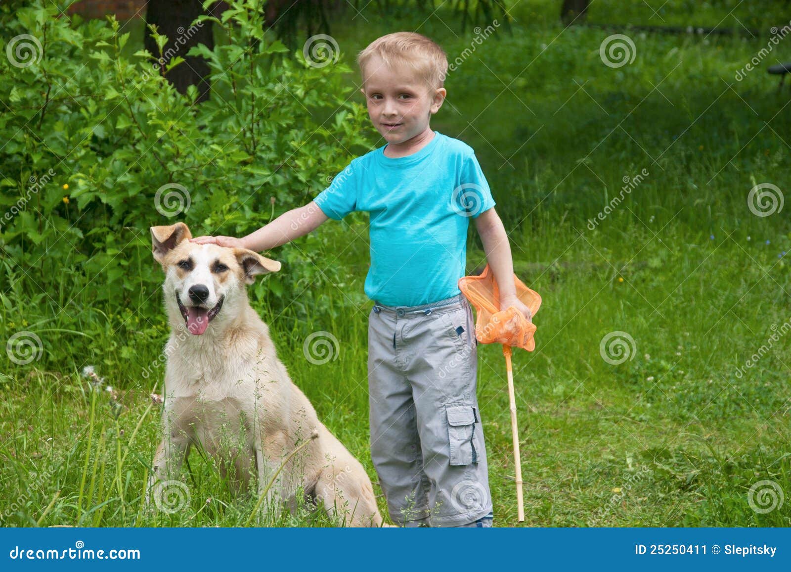 Boy playing with dog stock image. Image of person, child - 25250411