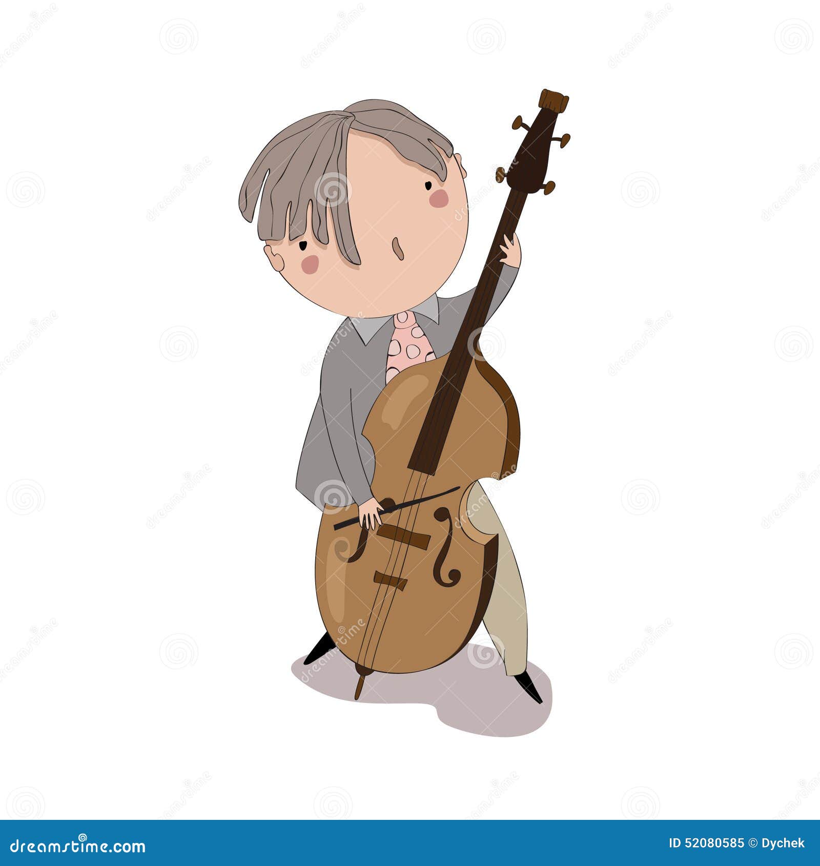 Boy Playing the Double Bass. Stock Vector - Illustration of decorative ...