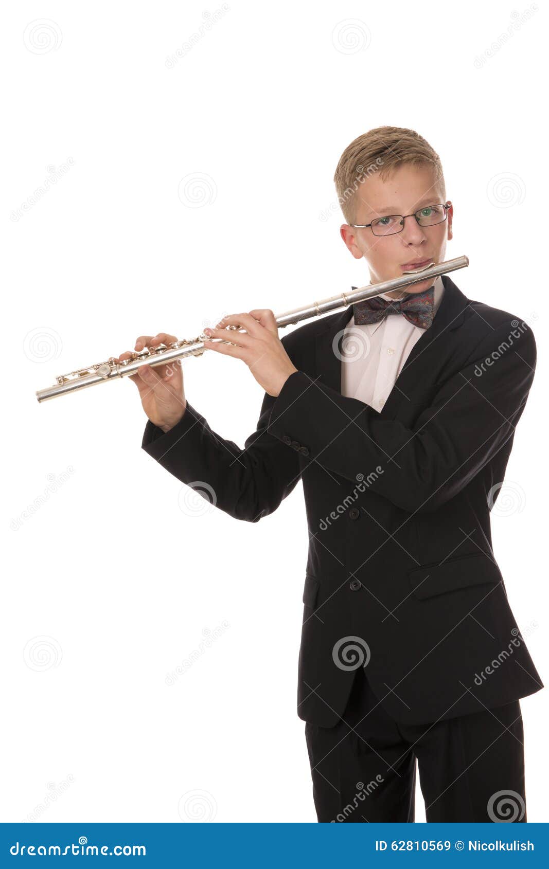 Boy playing a flute stock image. Image of instrument - 62810569