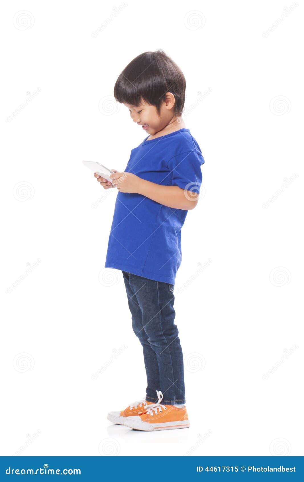 Boy Playing a Game on Computer Tablet Stock Image - Image of attentive ...
