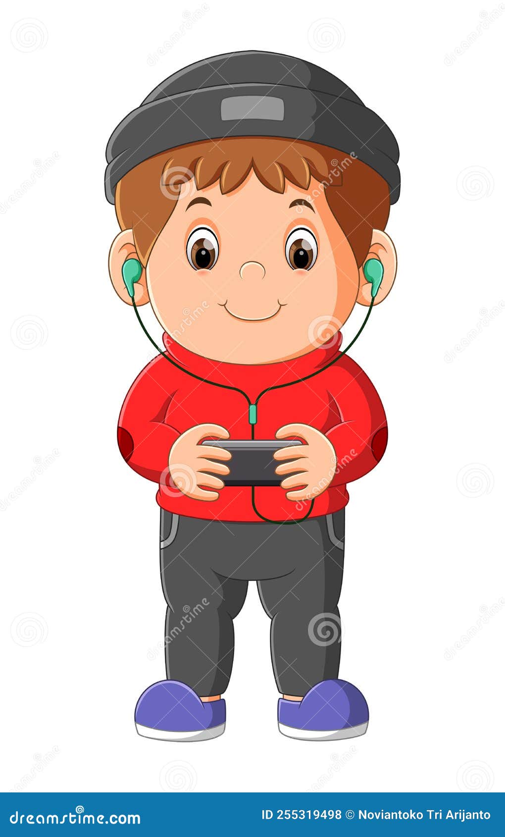 The Boy is Playing the Game on the Smart Phone Stock Vector ...