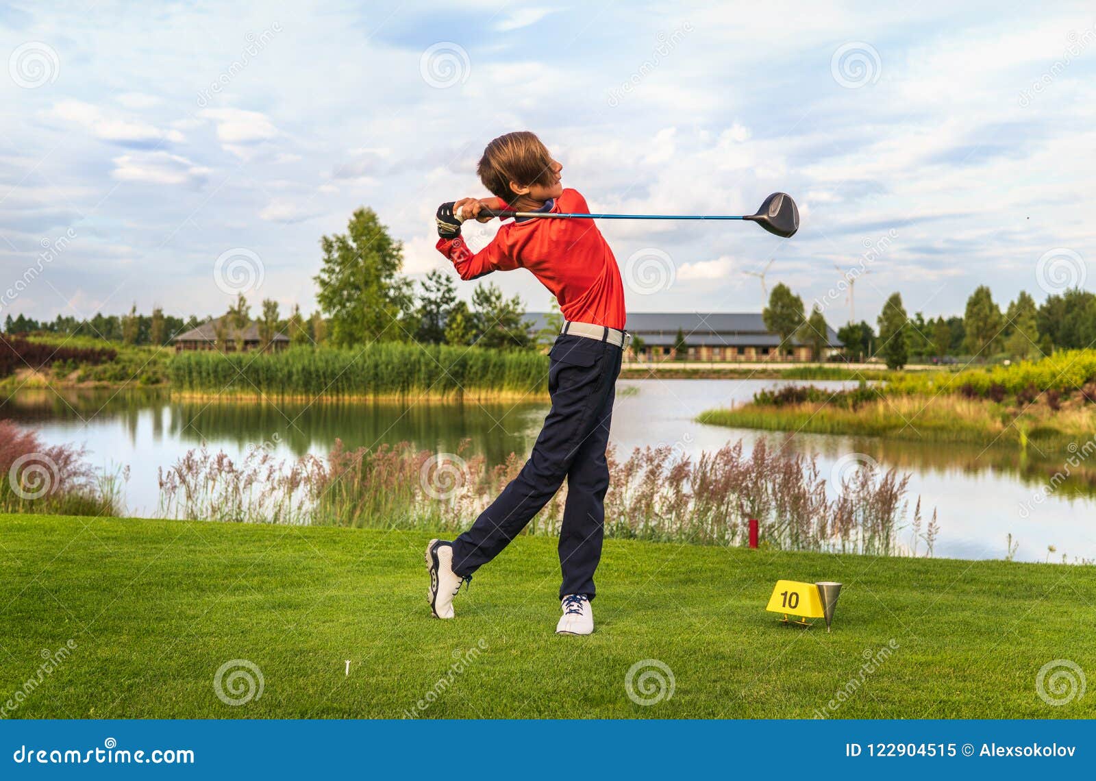 Boy playing golf stock image. Image of golf, golfer - 122904515