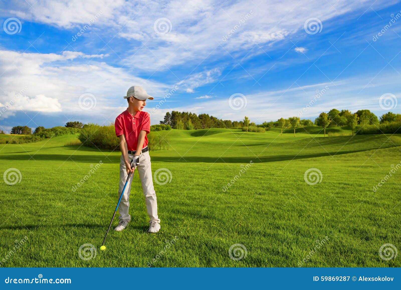 Boy playing golf stock image. Image of people, iron, grass - 59869287