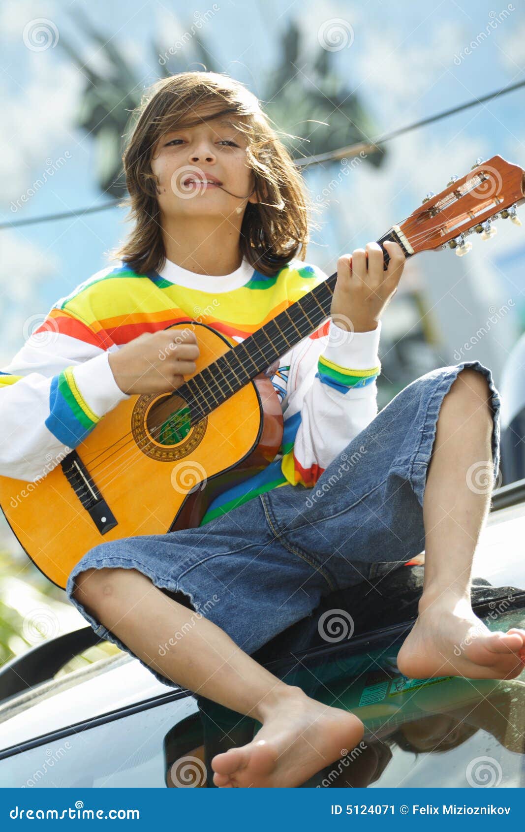 Boy Playing Guitar stock image. Image of daytime, child - 5124071