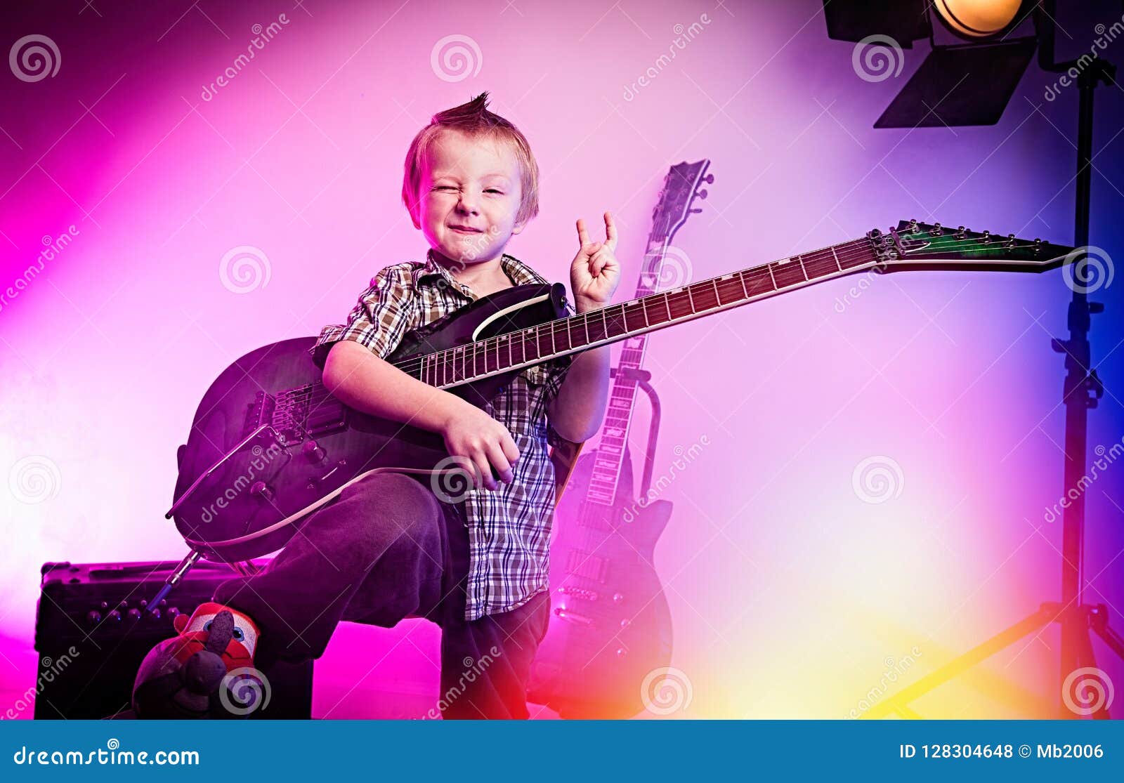 Boy Playing Guitar , Kid Guitarist . Stock Photo - Image of musical ...