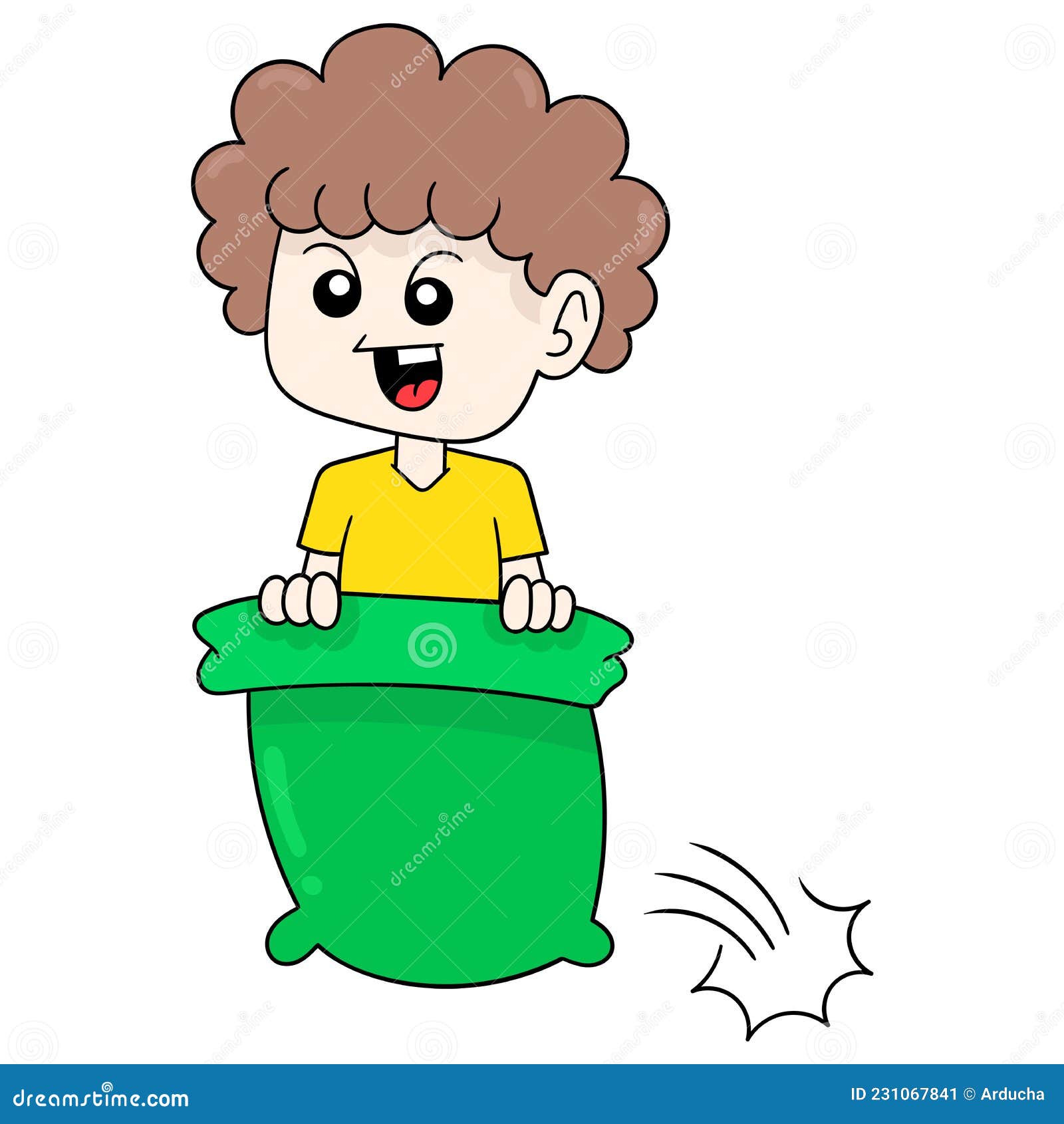 Boy is Playing Hiding in the Sack, Doodle Icon Image Kawaii Stock ...