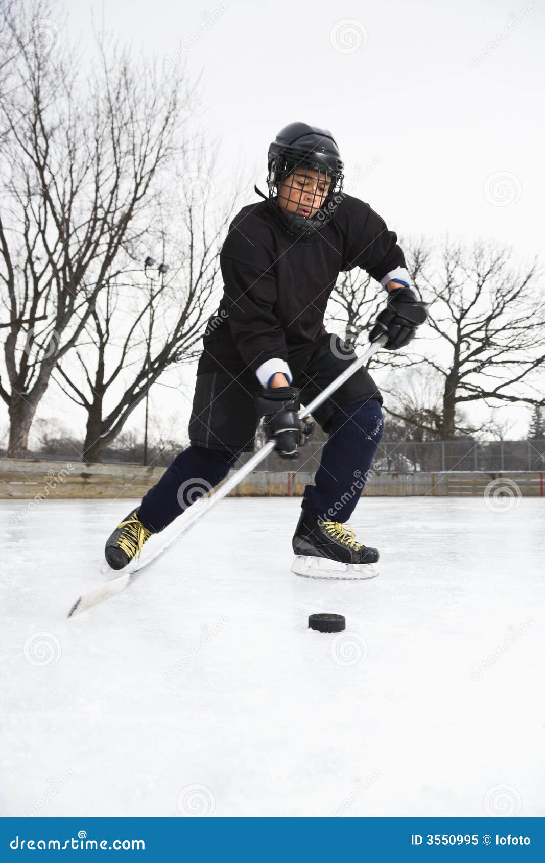 Boy playing ice hockey. stock image. Image of full, practice - 3550995