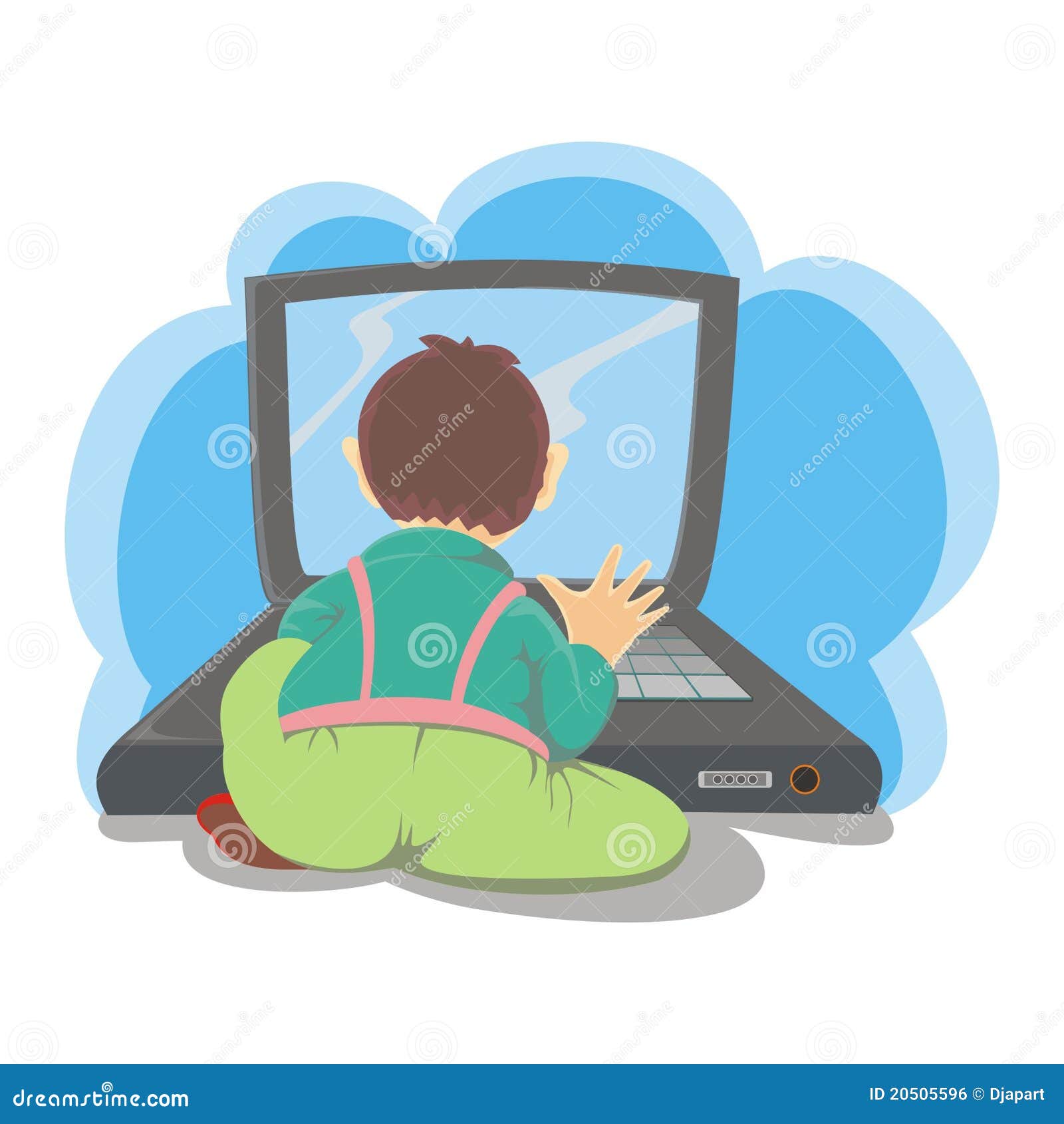 Boy playing laptop stock vector. Illustration of cute - 20505596