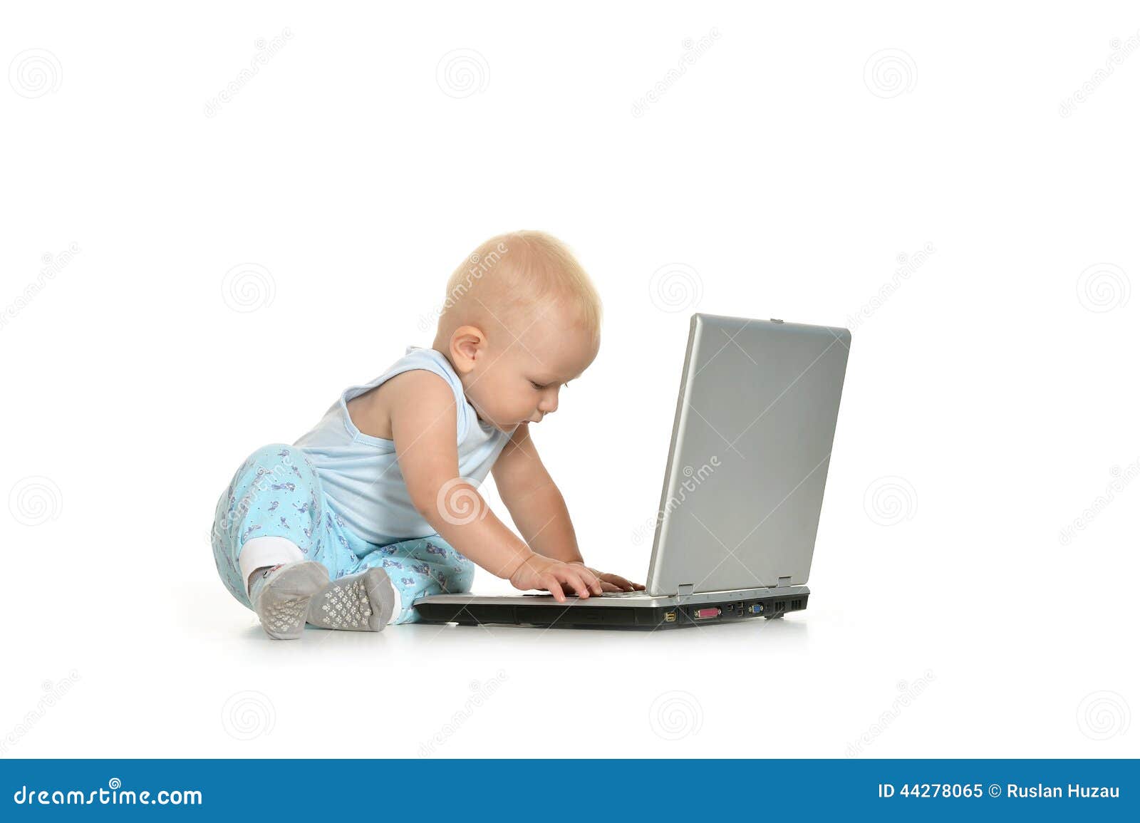 Boy playing with laptop stock image. Image of infant - 44278065