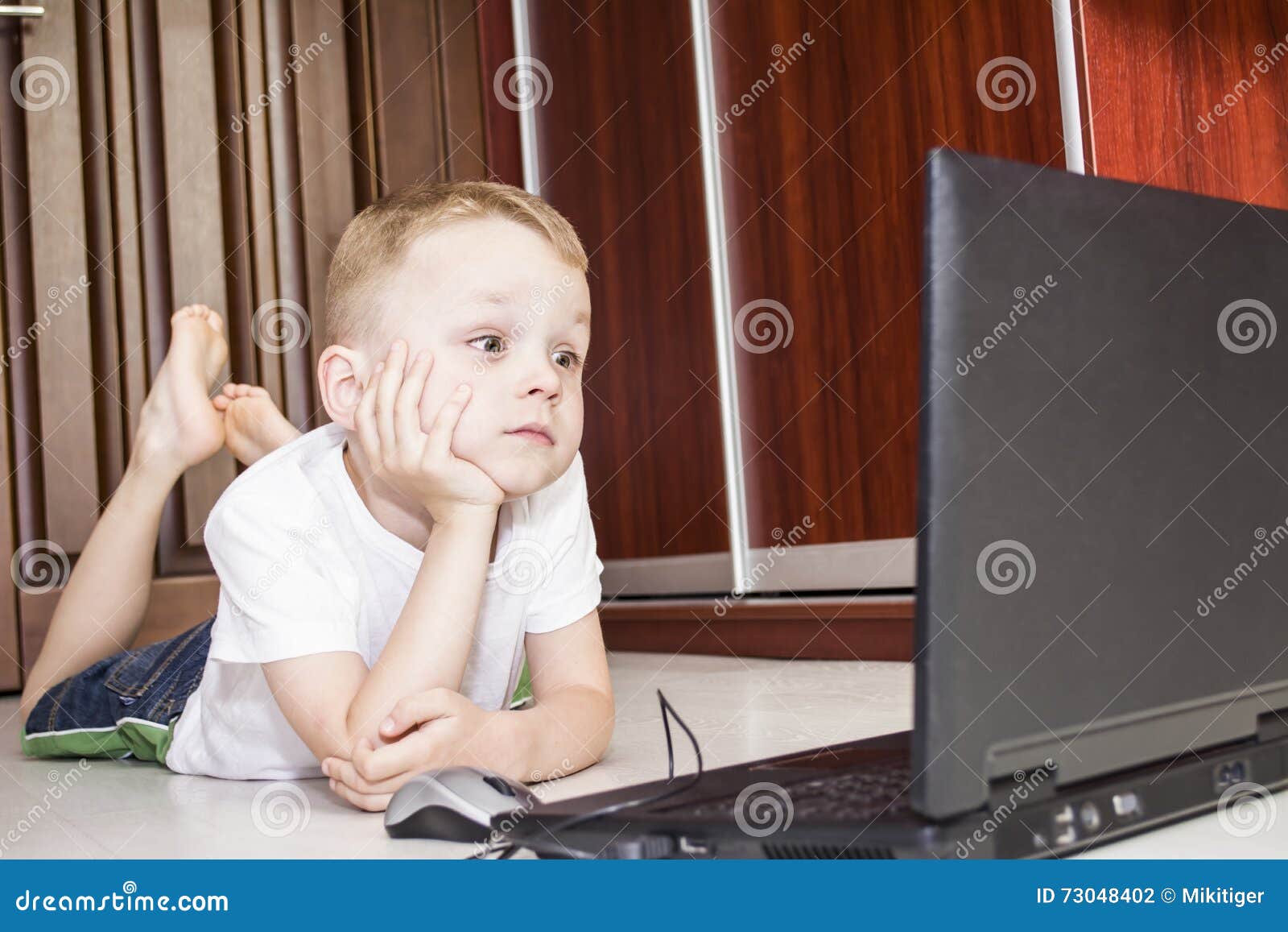 Boy playing laptop stock photo. Image of computer, funny - 73048402