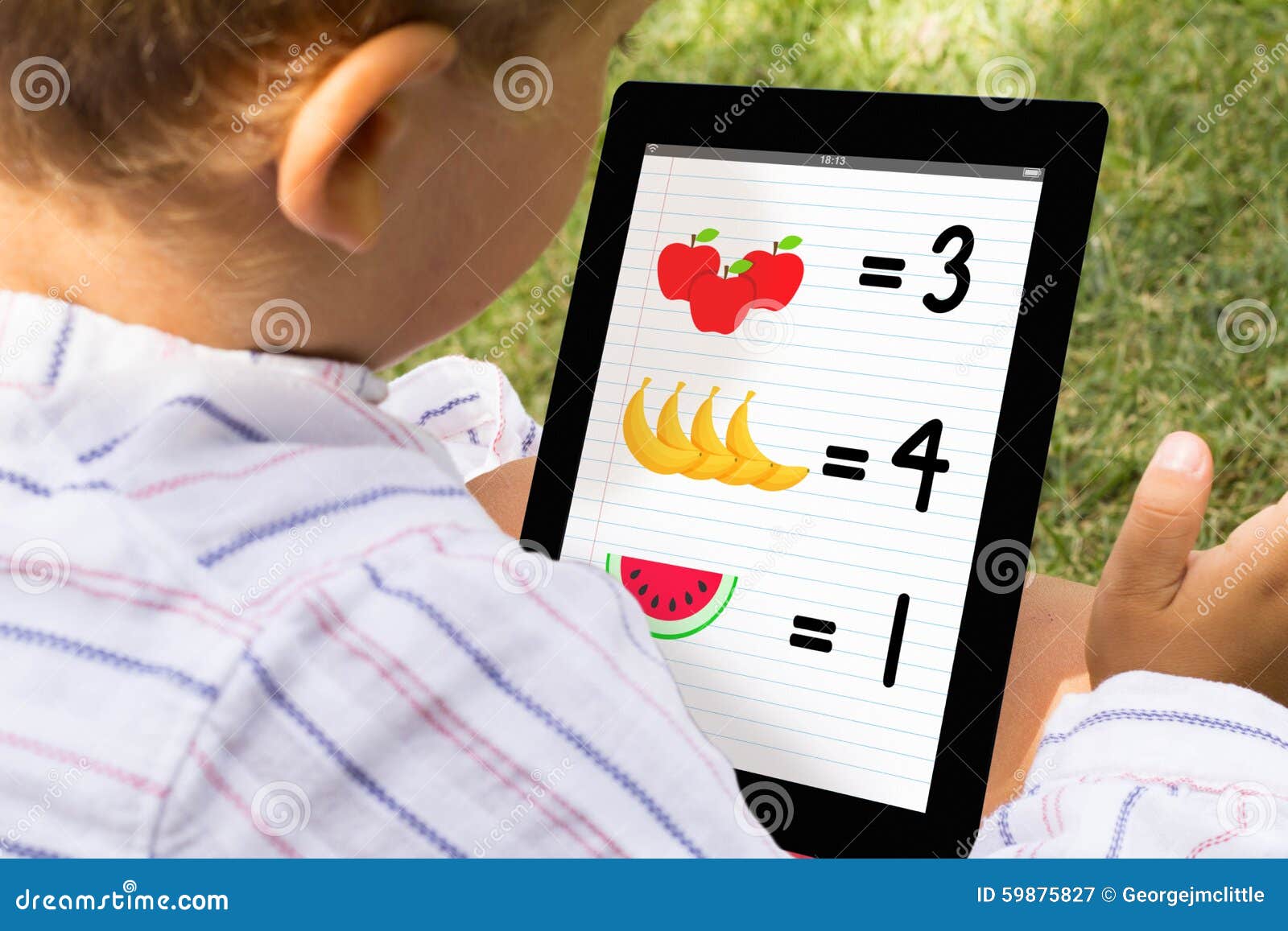 Boy Playing and Learning with Tablet Stock Image - Image of computer ...