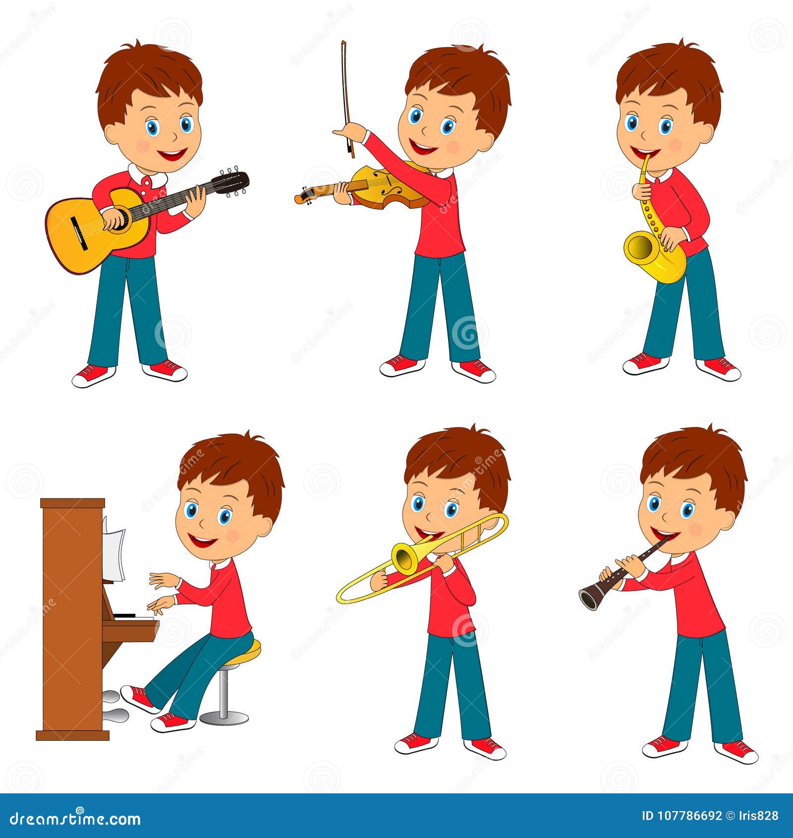 Boy playing music stock vector. Illustration of sound - 107786692
