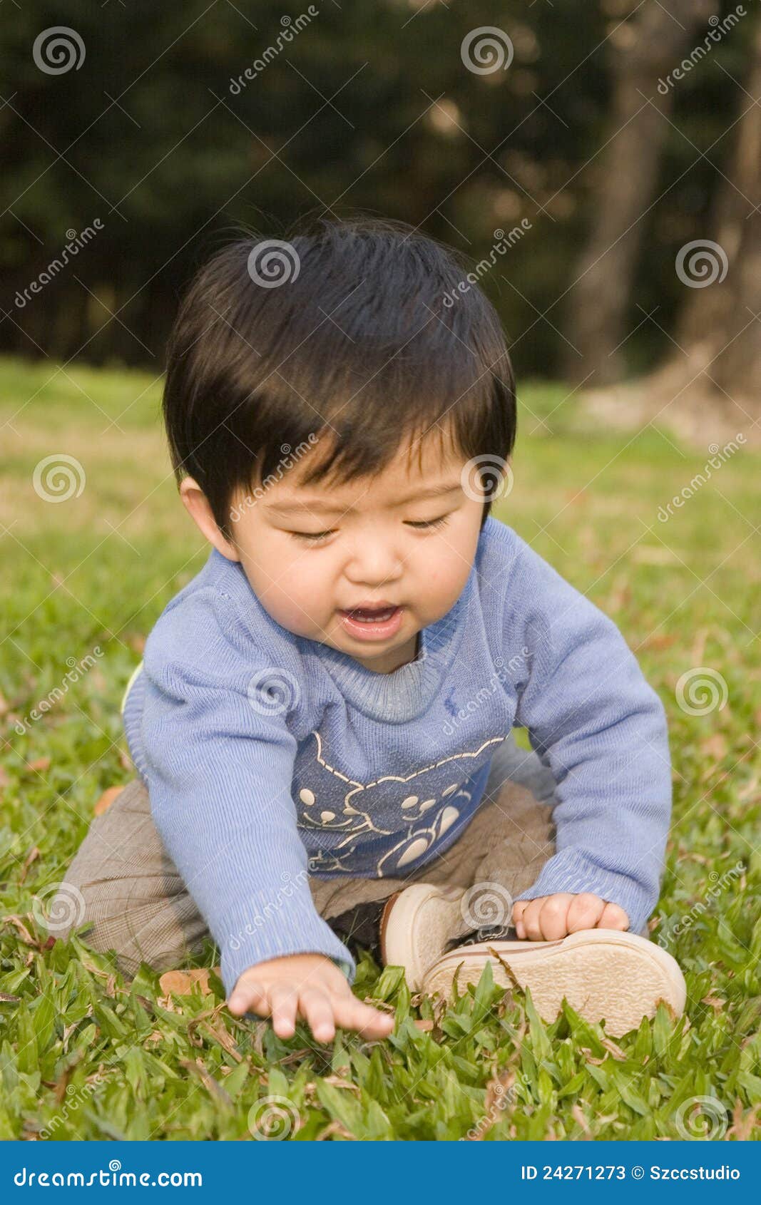 Boy playing outdoor stock image. Image of people, grass - 24271273