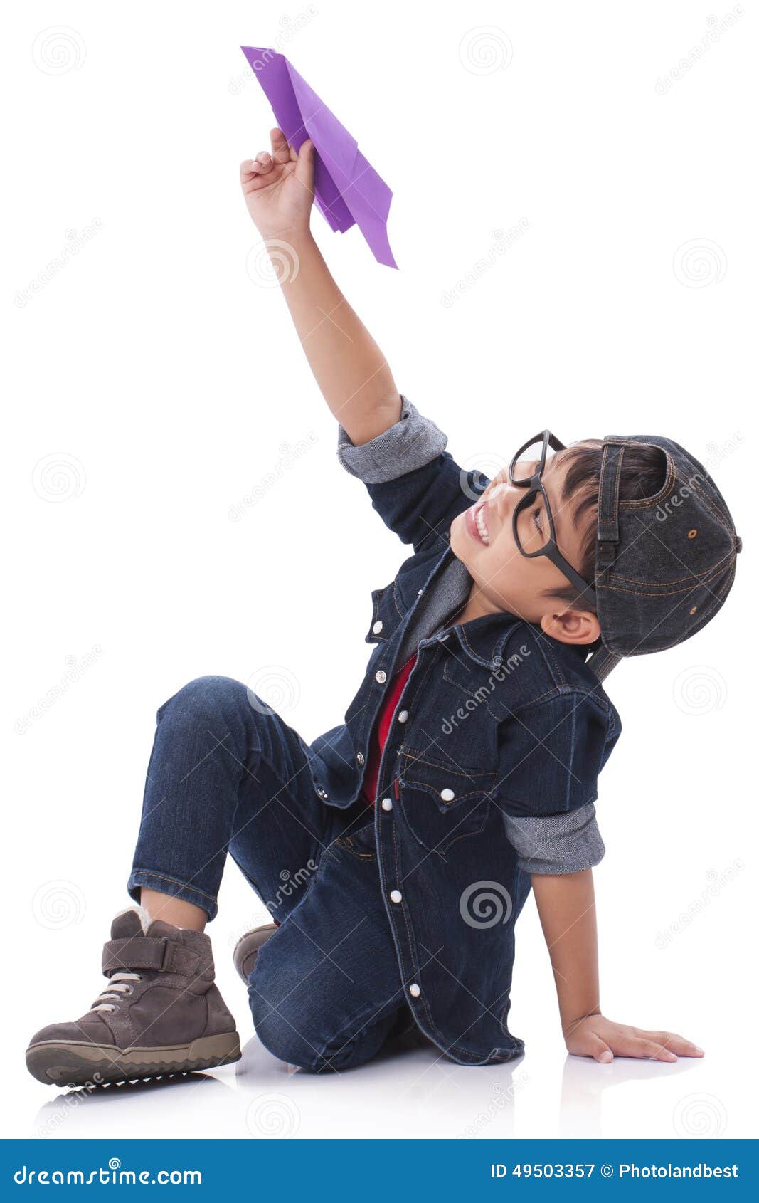 Boy playing paper airplane stock image. Image of dreams - 49503357