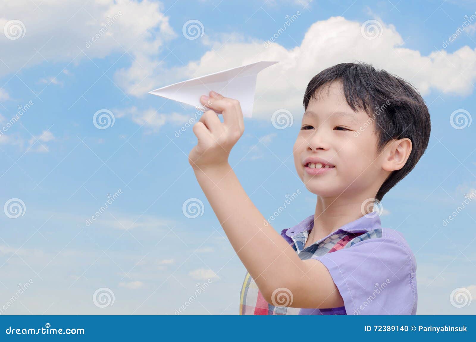 Boy Playing with Paper Airplane Stock Photo - Image of paper, face ...