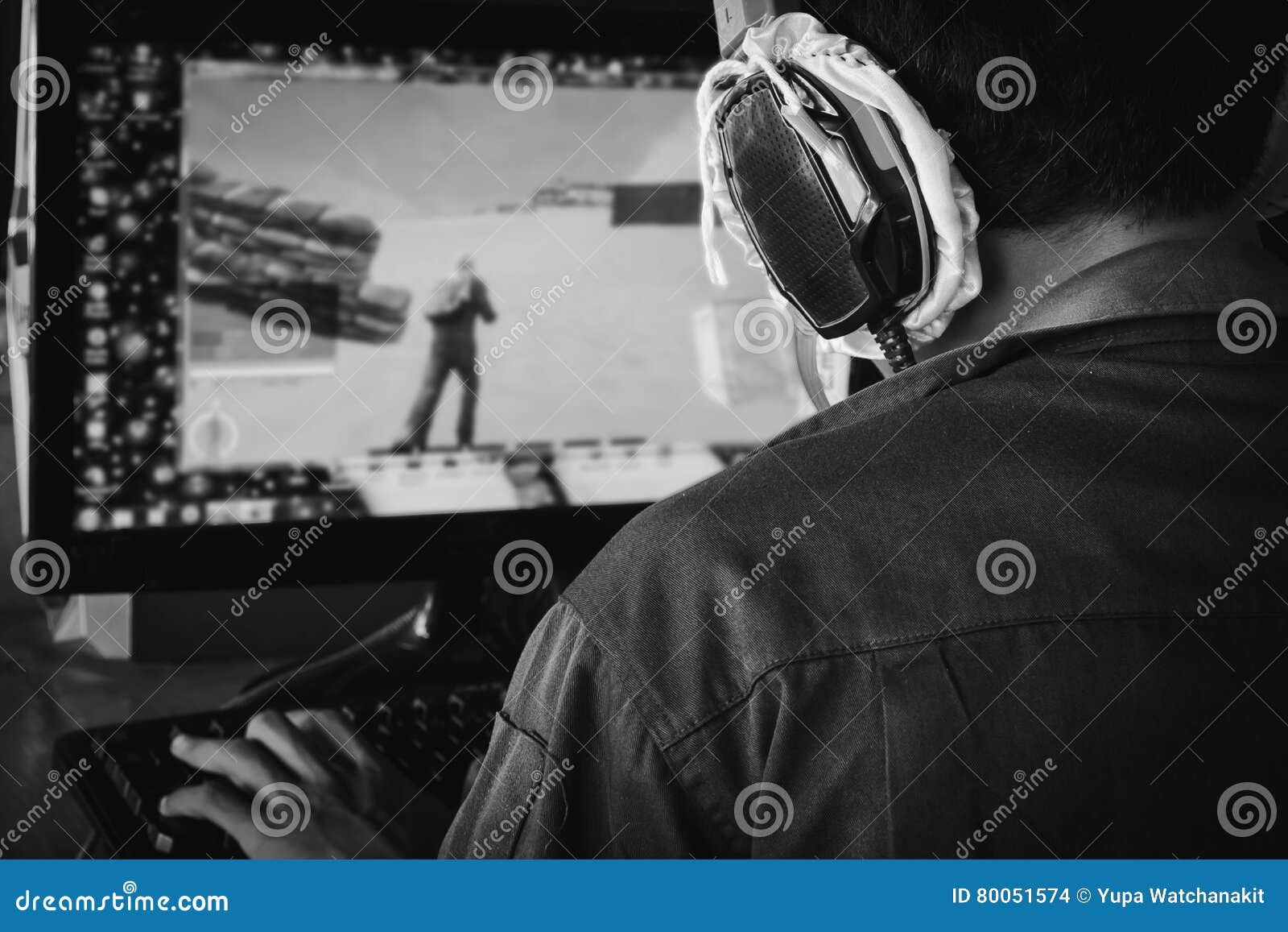 Boy playing PC game stock photo. Image of depression - 80051574