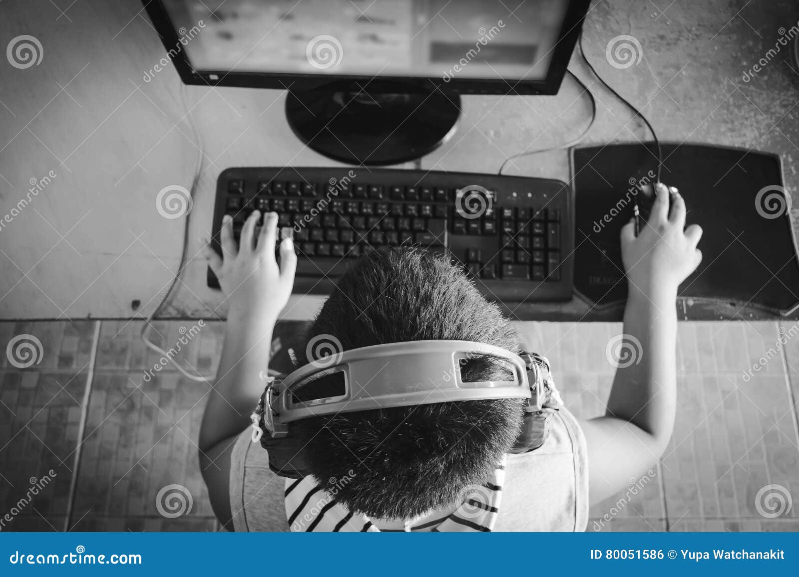 Boy playing PC game stock photo. Image of stress, danger - 80051586