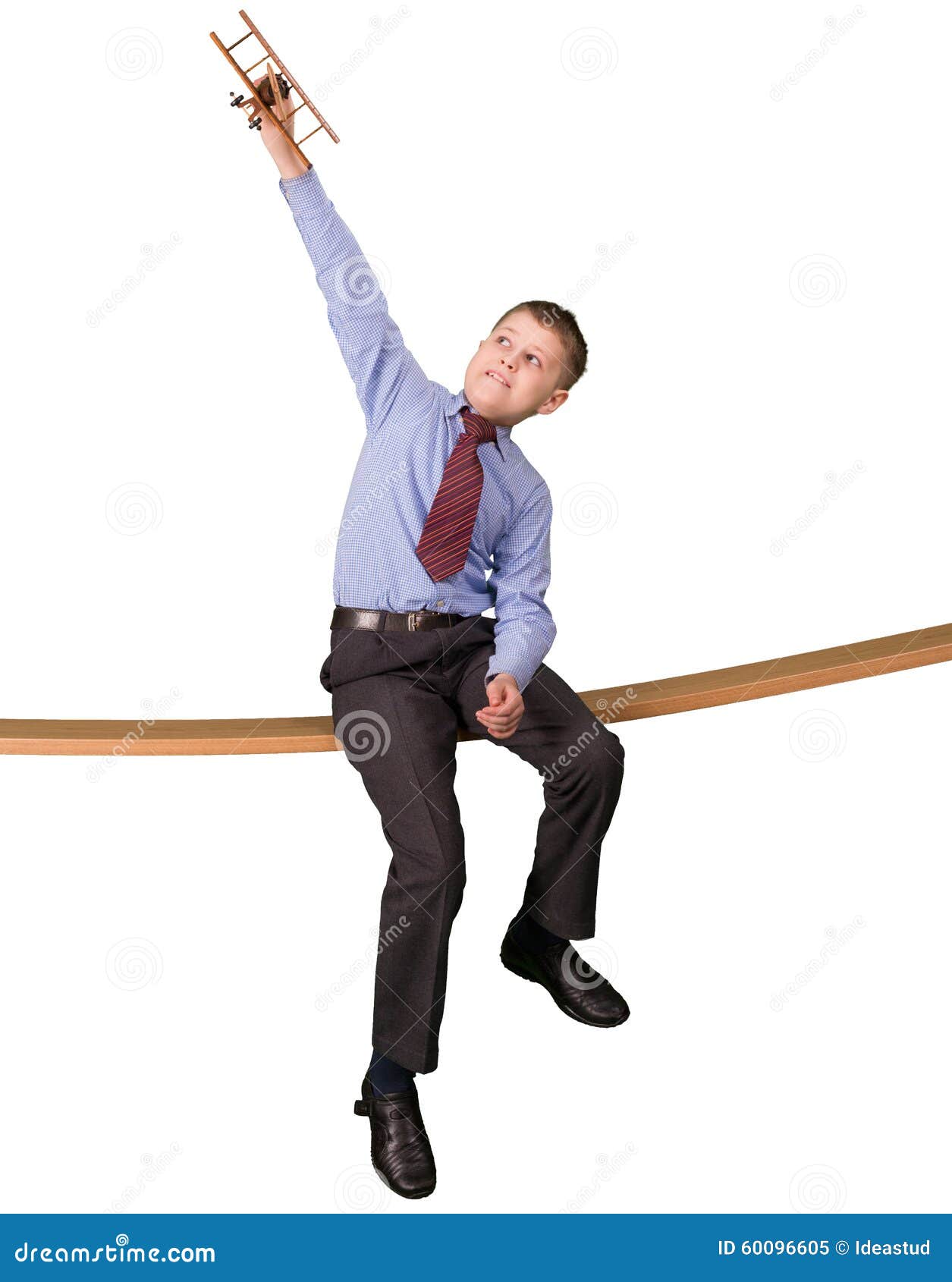 Boy Playing with Plane Model Isolated on White Stock Image - Image of ...